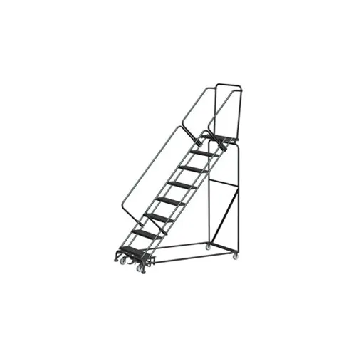 11 Step Steel Slope Rolling Ladder Weight Actuated Lock 24" Expan. Step ...