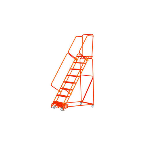 7 Step Steel Rolling Ladder w/ Weight Actuated Lock 24"W Perforated ...