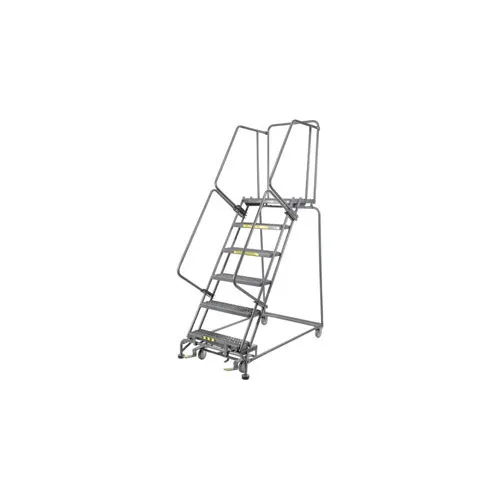 Grip 24"W 6 Step Steel Rolling Ladder 21"D Top Step, Lock Type B, W/Cal ...