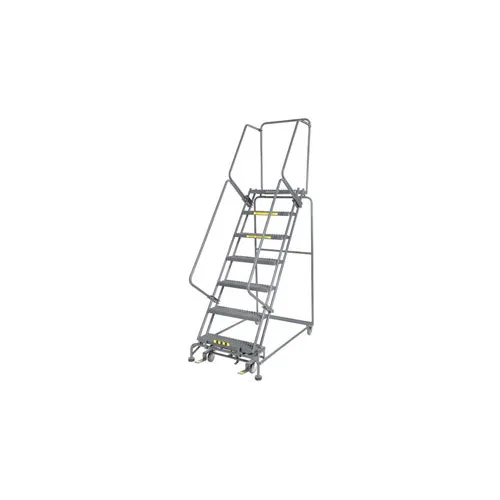 Grip 24"W 7 Step Steel Rolling Ladder 14"D Top Step, Lock Type B, W/Cal ...