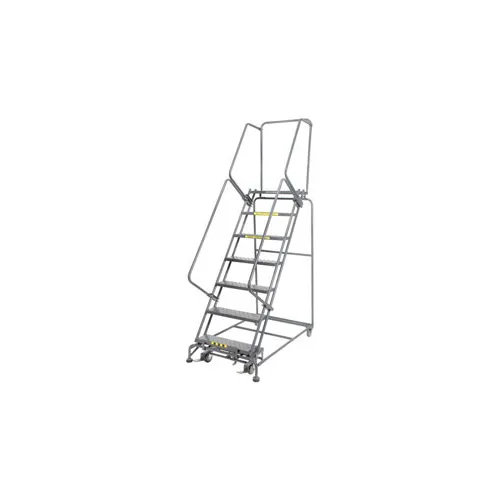 Perforated 24"W 7 Step Steel Rolling Ladder 14"D Top Step, Lock Style B ...
