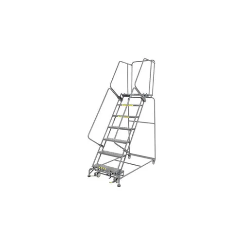 Perforated 24"W 7 Step Steel Rolling Ladder 21"D Top Step, Lock Type B ...