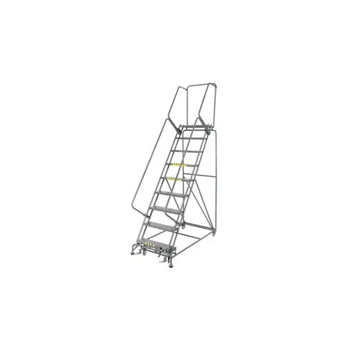 Perforated 24"W 9 Step Steel Rolling Ladder 14"D Top Step, W/Cal OSHA ...