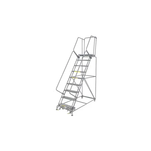 Perforated 24"W 9 Step Steel Rolling Ladder 21"D Top Step, W/Cal OSHA ...