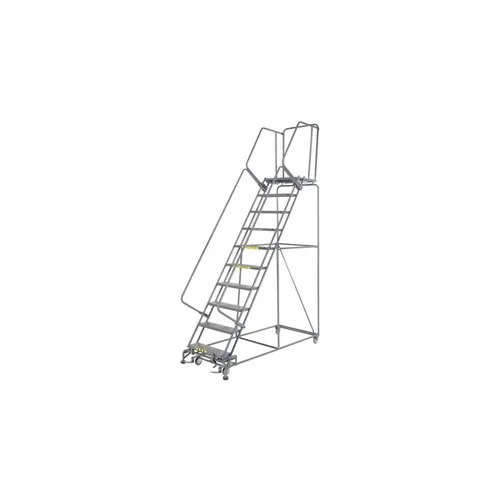 Perforated 24"W 10 Step Steel Rolling Ladder 21"D Top Step, W/Cal OSHA ...