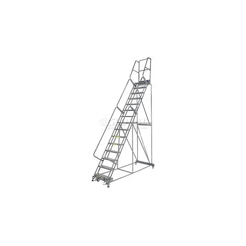 Perforated 24"W 15 Step Steel Rolling Ladder 14"D Top Step, W/Cal OSHA ...