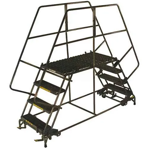 3 Step Heavy Duty Steel Double Entry Work Platform 24"W Steps - DEP3-2436