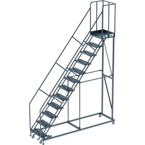 Ballymore Work Titan 12 Step Heavy Duty Rolling Ladder, Perforated, 800 ...