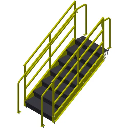 Bluff IBC 18 Step Steel Stairway, 36"W, 122"H, Yellow