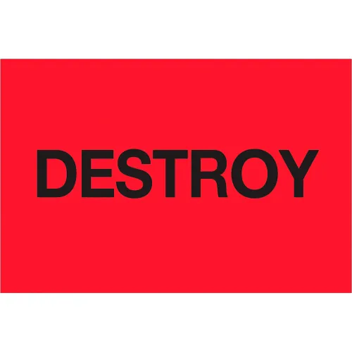 Tape Logic® Paper Labels with "Destroy" Print, 3"L x 2"W, Fluorescent ...