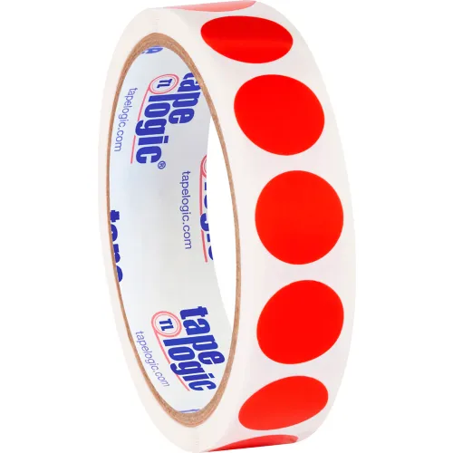 Tape Logic® 3/4" Dia. Round Inventory Paper Labels, Red, Roll of 500