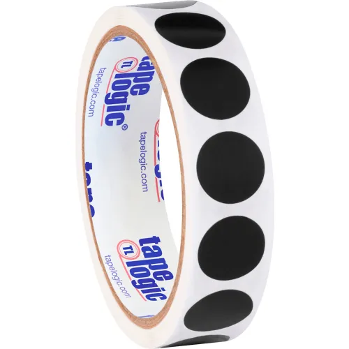 Tape Logic® 3/4" Dia. Round Inventory Paper Labels, Black, Roll of 500