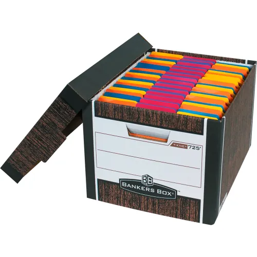 R-Kive® File Storage Boxes with Lid, 15"L x 12"W x 10"H, Wood Grain, 12 ...