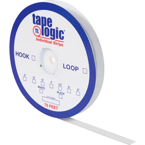 Tape Logic® Loop Tape Individual Strips with Adhesive, 75'L x 1/2"W, White