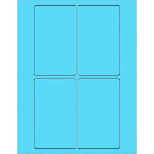 Tape Logic Rectangle Laser Labels, 5"L x 3"W, Fluorescent Pastel Blue ...