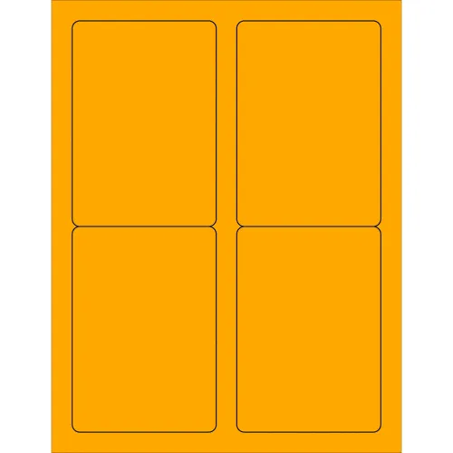 Tape Logic Rectangle Laser Labels, 5"L x 3-1/2"W, Fluorescent Orange, 4 ...