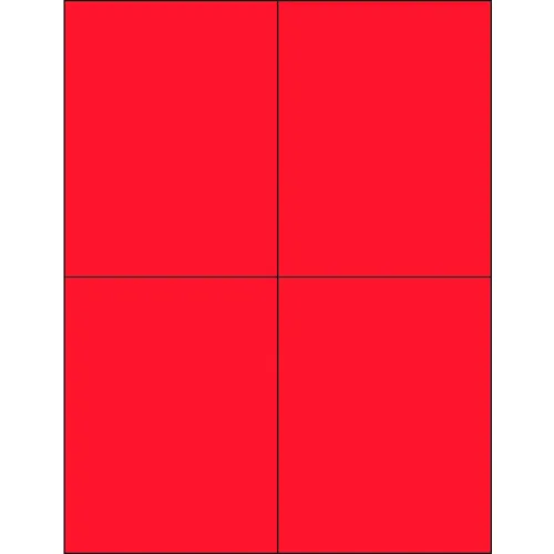 Tape Logic Rectangle Laser Labels, 5-1/2"L x 4-1/4"W, Fluorescent Red ...