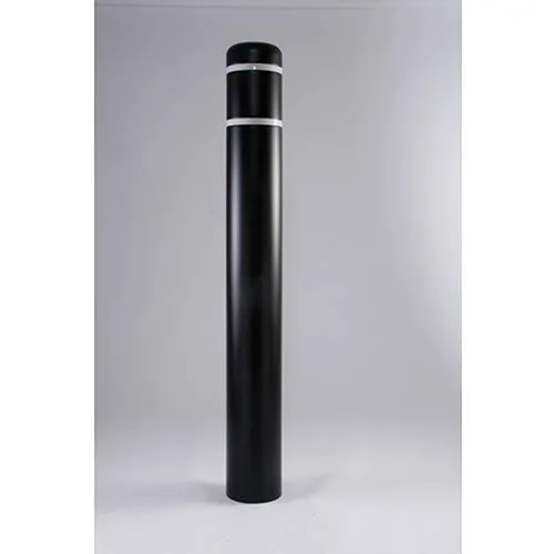 Post Guard Bollard Cover, 4-1/2" Dia. x 52"H, Black w/ White Tape