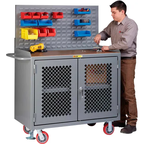 Little Giant Clear View Mobile Service Bench w/ Center Shelf & 1/4 ...