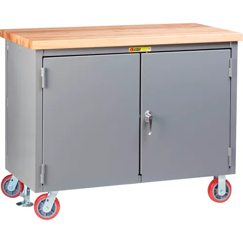 Little Giant® Mobile Cabinet Workbench with 2 Shelves & Floor Lock, 72 ...