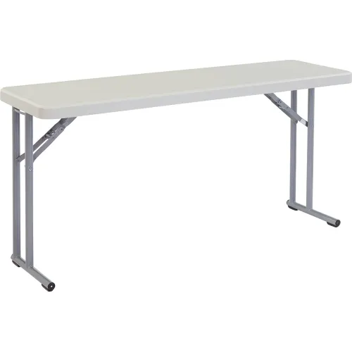 Interion® Plastic Folding Seminar Table, 18" x 60", White - Zuma