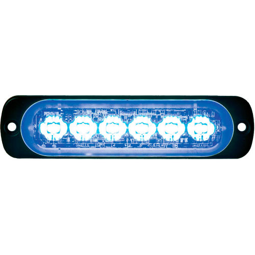 Buyers LED Rectangular Blue Low Profile Strobe Light 12V - 6 LEDs - 8891904