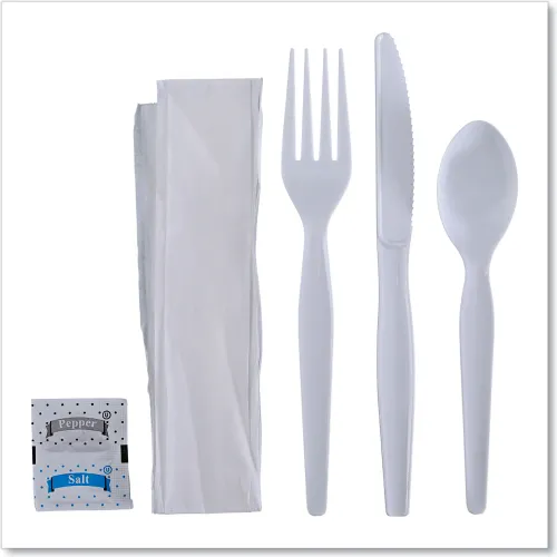 Boardwalk® Six-Piece Cutlery Kit, Heavyweight, White, 250/Case