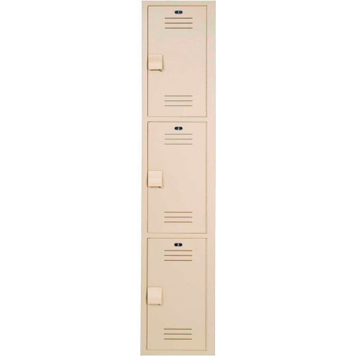 Bradley 3-Tier 3 Door Lenox Plastic Locker, 12"W x 18"D x 24"H, Beige ...
