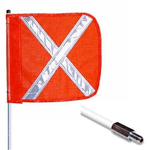 8' Heavy Duty Standard Threaded Hex Base Warning Whip w/o Light, 12"x11 ...