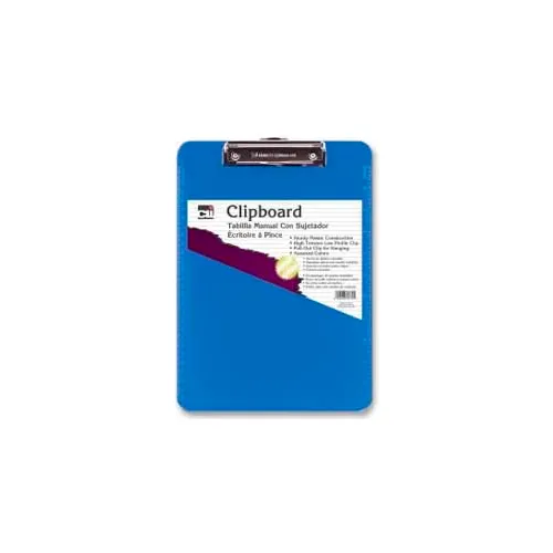 CLI® Rubber Grip Clipboard, 8-1/2" x 11", Neon Blue