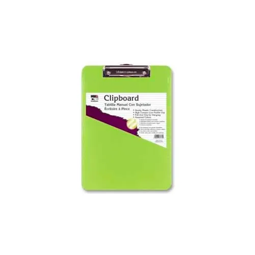 CLI® Rubber Grip Clipboard, 8-1/2" x 11", Neon Green