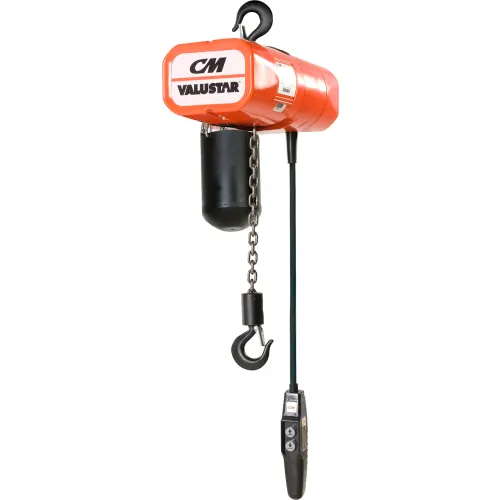 CM Valustar Electric Chain Hoist, 1/2 Ton, 10' Lift, 16 FPM, 115/230-1 ...