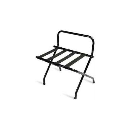 Luxury High Back Black Luggage Rack with Black Straps - 1 Pack