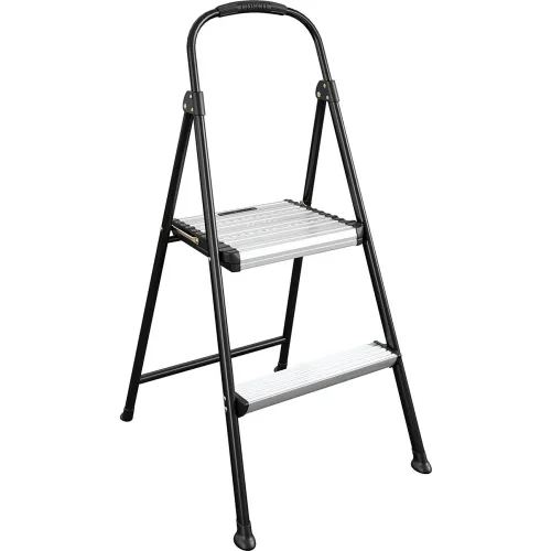 COSCO 2 Step Folding Step Stool with Rubber Hand Grip 22 1 2 L x 18 1 2 W x 40 3 4 H Black
