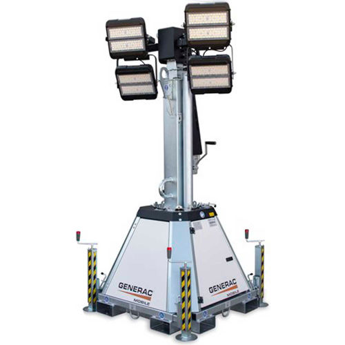 Generac Mobile Electric Stationary LED Light Tower, 120V, Manual Winch