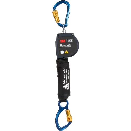 3M DBI-SALA Nano-Lok Twin-Leg Arc Flash Self-Retracting Lifeline, Web & Aluminum Carabiner, 8'L