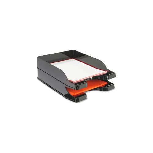 Deflect-O® Docutray Multi-Directional Stacking Tray, 2 Tiers, Black