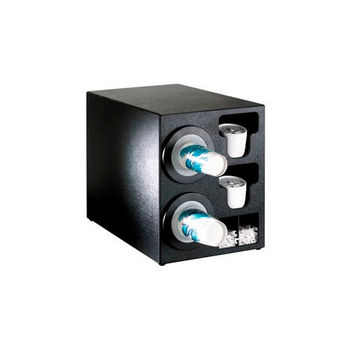 Dispense-Rite® Countertop 2 Cup Dispenser w/Organizers - Black
