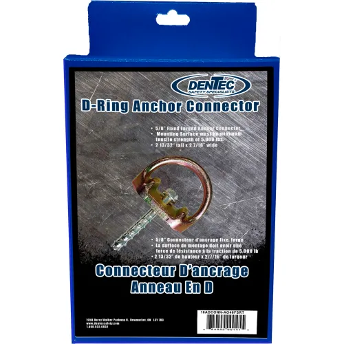 Dentec Safety® D-Ring Anchor Connector In Retail Box, Steel, 5/8" Size