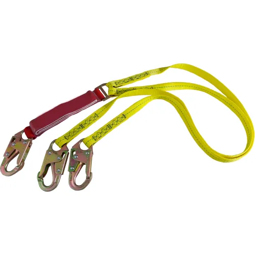 Dentec Safety® External Energy Absorber Lanyard, Twin Leg, 6'L, 3/4 ...