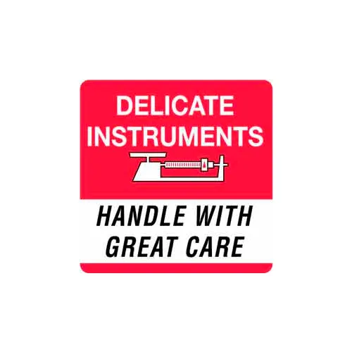 "Delicate Instruments Handle w/ Care" Labels, 4"L x 4"W, Red/White ...