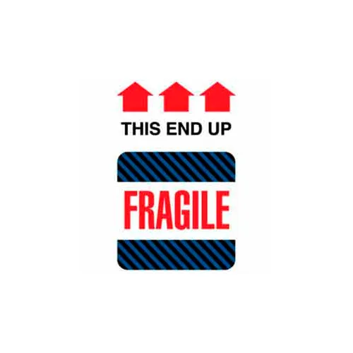 Paper Labels w/ "Fragile This End Up" Print, 4"L x 6"W, White/Red/Black ...