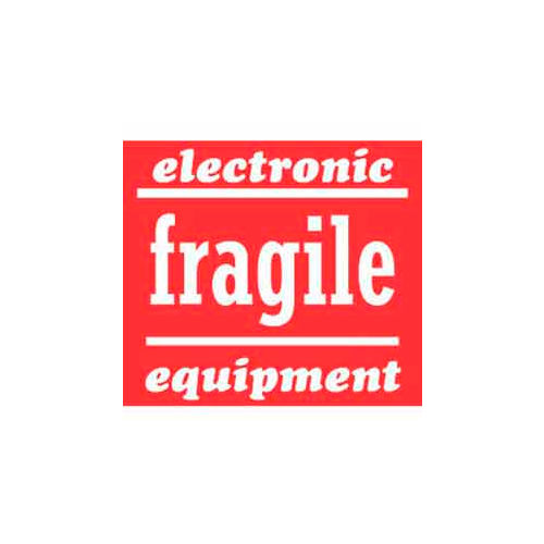 Paper Labels w/ "Electronic Equipment Fragile" Print, 4"L x 4"W, Red ...