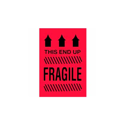 Paper Labels w/ "This Side Up Fragile" Print, 6"L x 4"W, Fluorescent ...