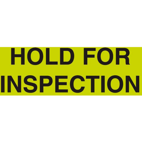 Receiving Labels w/ "Hold for Inspection" Print, 5"L x 3"W, Fluorescent ...