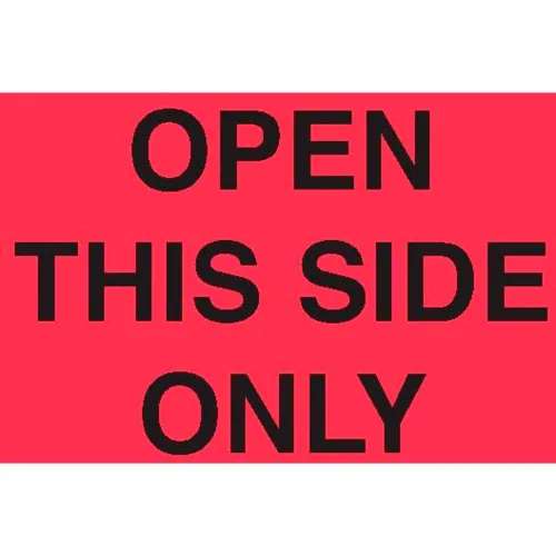 Receiving Labels w/ "Open This Side Only" Print, 5"L x 3"W, Fluorescent ...
