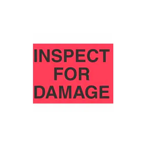 Paper Labels w/ "Inspect for Damage" Print, 5"L x 3"W, Fluorescent Red ...