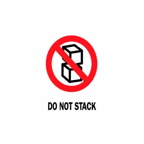 Paper Labels w/ "Do Not Stack" Print, 4"L x 3"W, White/Red/Black, Roll ...