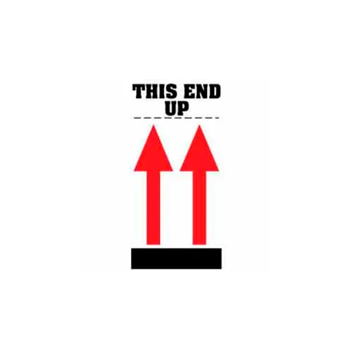 Paper Labels w/ "This End Up" Print, 8"L x 4"W, White/Red/Black, Roll ...