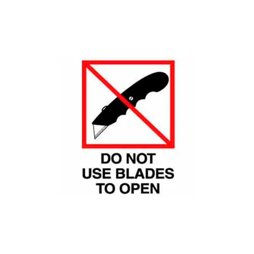 Paper Labels w/ "Do Not Use Blades" Print, 4"L x 3"W, White/Red/Black ...